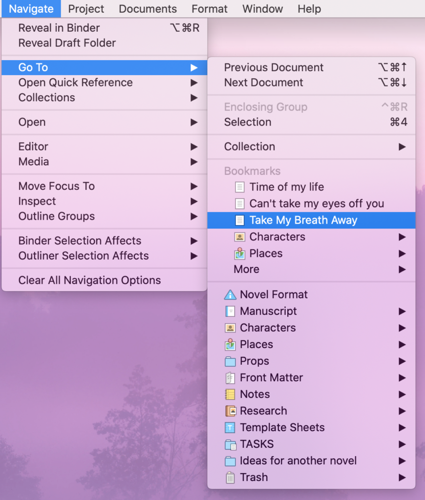 Inspector skills: Bookmarks - ScrivenerVirgin