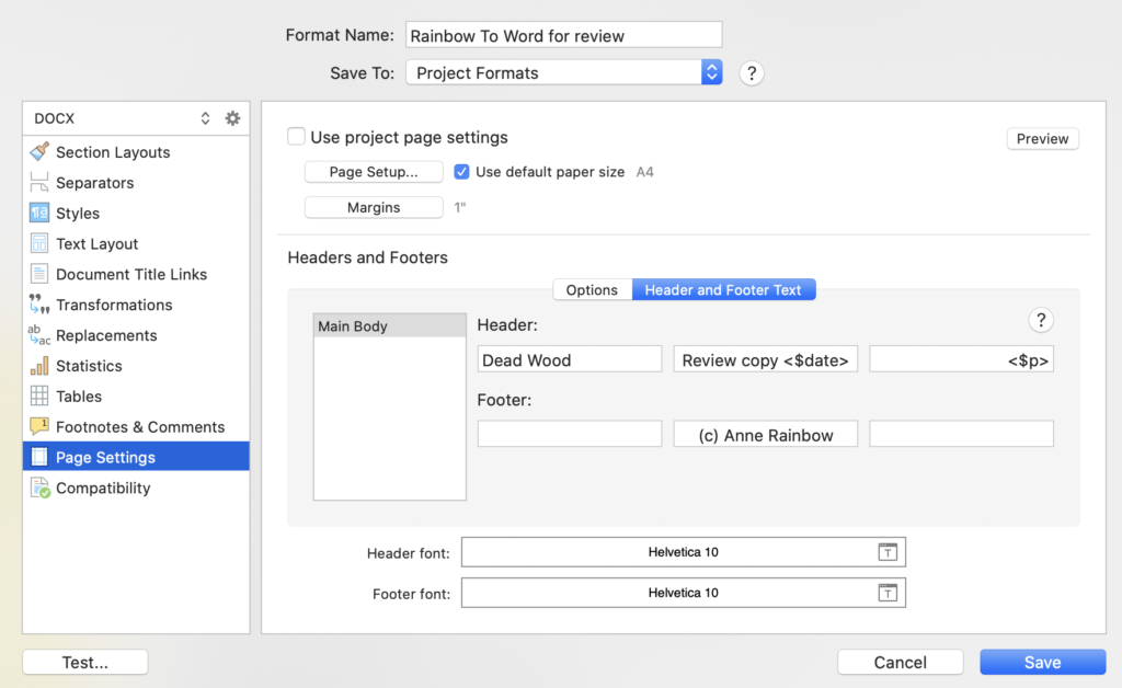 Compiling: Placeholders, headers and footers - ScrivenerVirgin