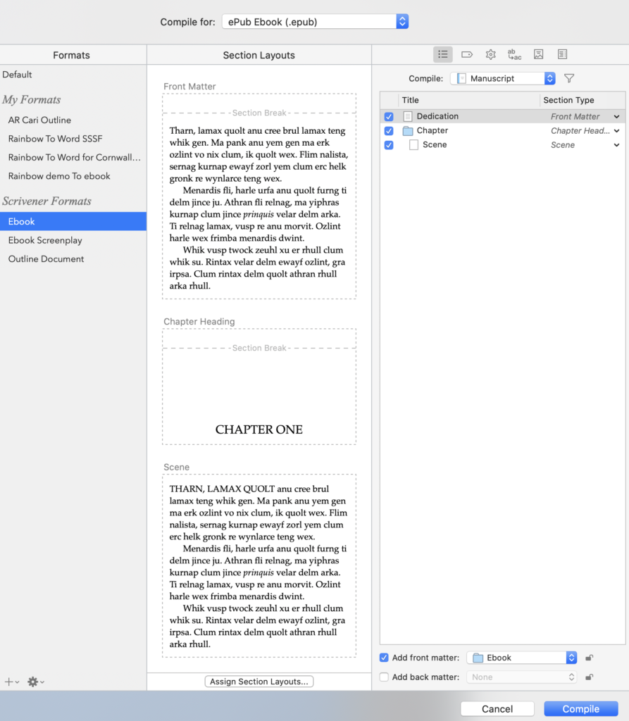 The Scrivener Mindset: Formatting via section layouts - ScrivenerVirgin