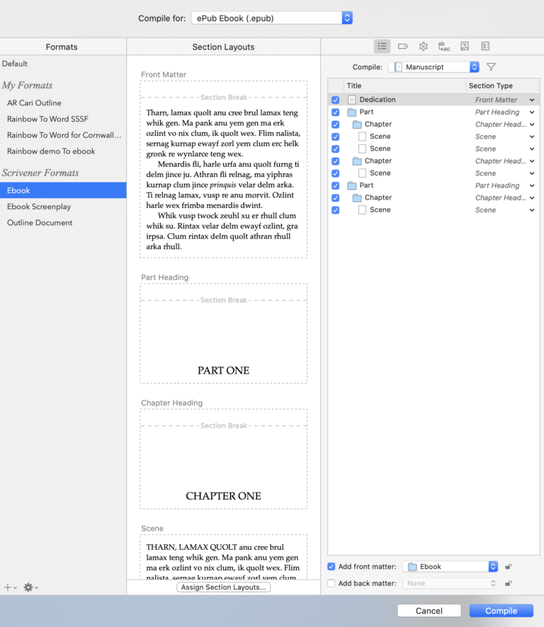The Scrivener Mindset: Formatting via section layouts - ScrivenerVirgin
