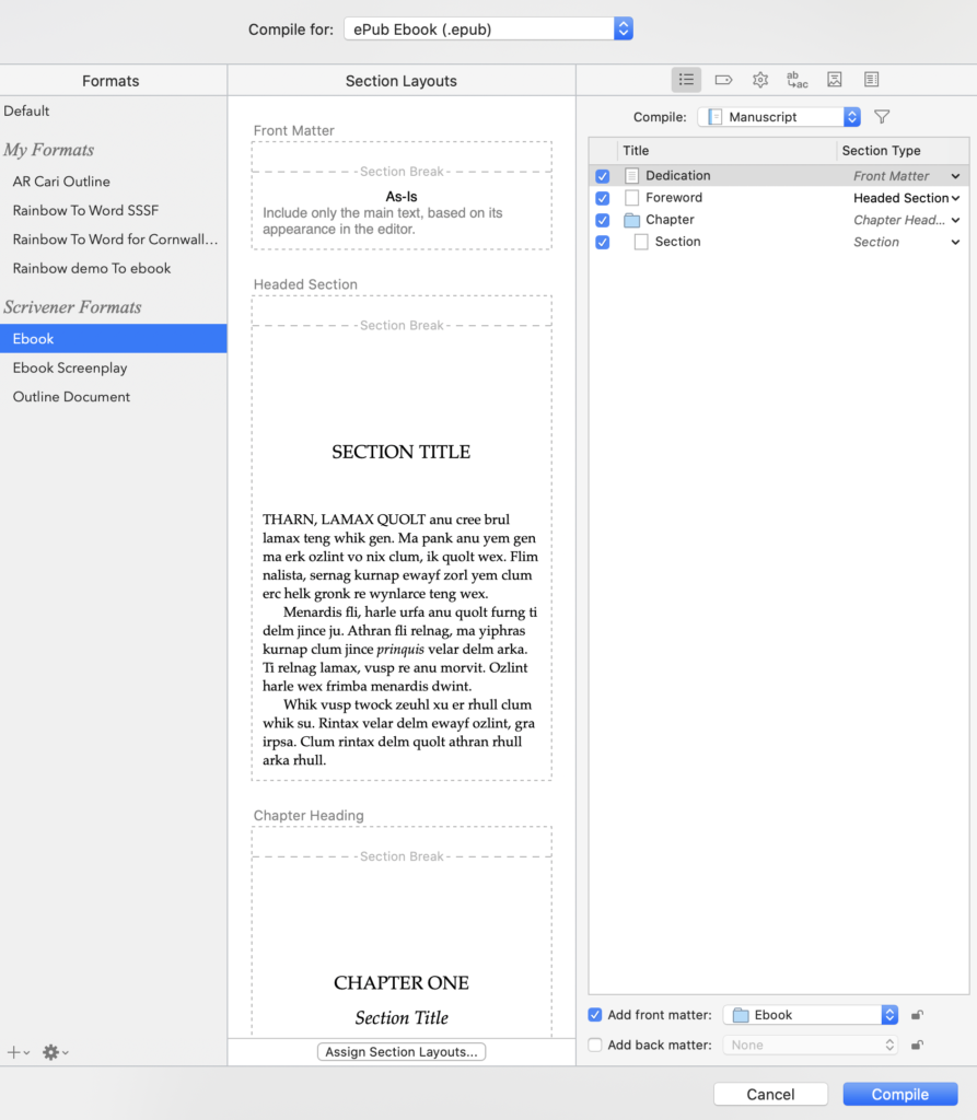 The Scrivener Mindset: Formatting via section layouts - ScrivenerVirgin