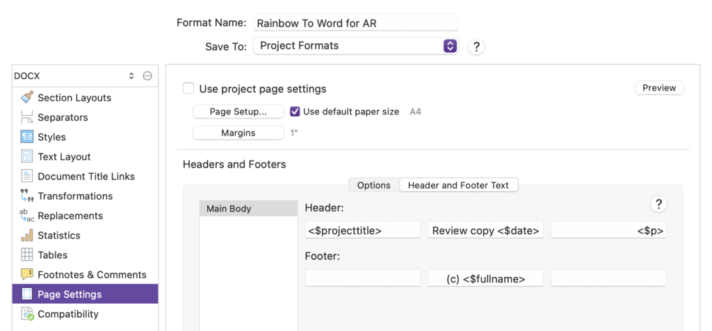 Placeholders: Page Settings - ScrivenerVirgin