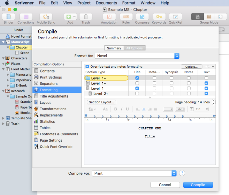 Formatting: The Structure and Content Table - ScrivenerVirgin