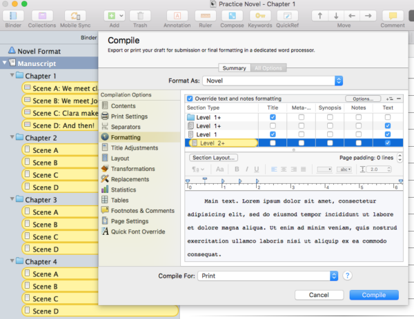 Formatting levels (Structuring in Scrivener) | ScrivenerVirgin Formatting levels (Structuring in Scrivener) | ScrivenerVirgin